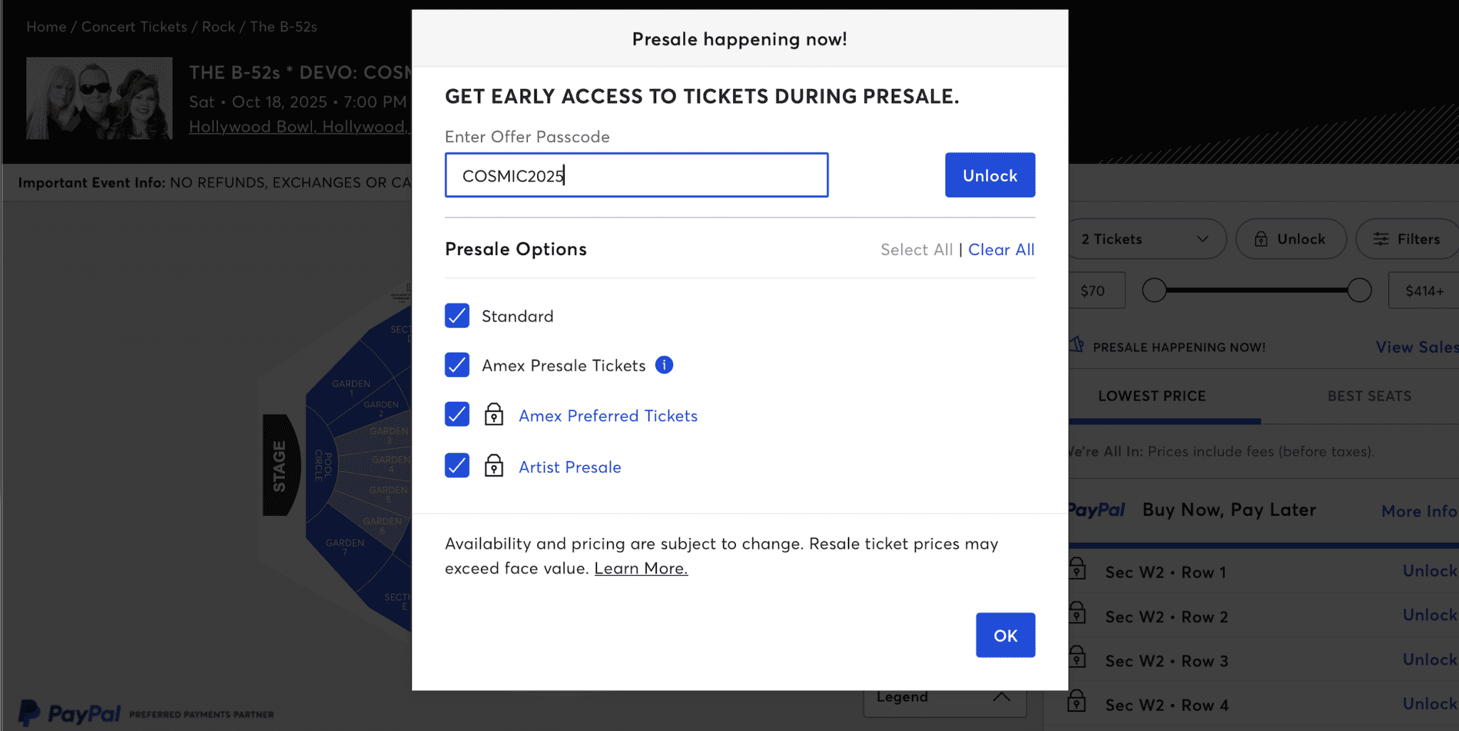 Use the DEVO and B-52s Artist Presale Code for Presale Tickets